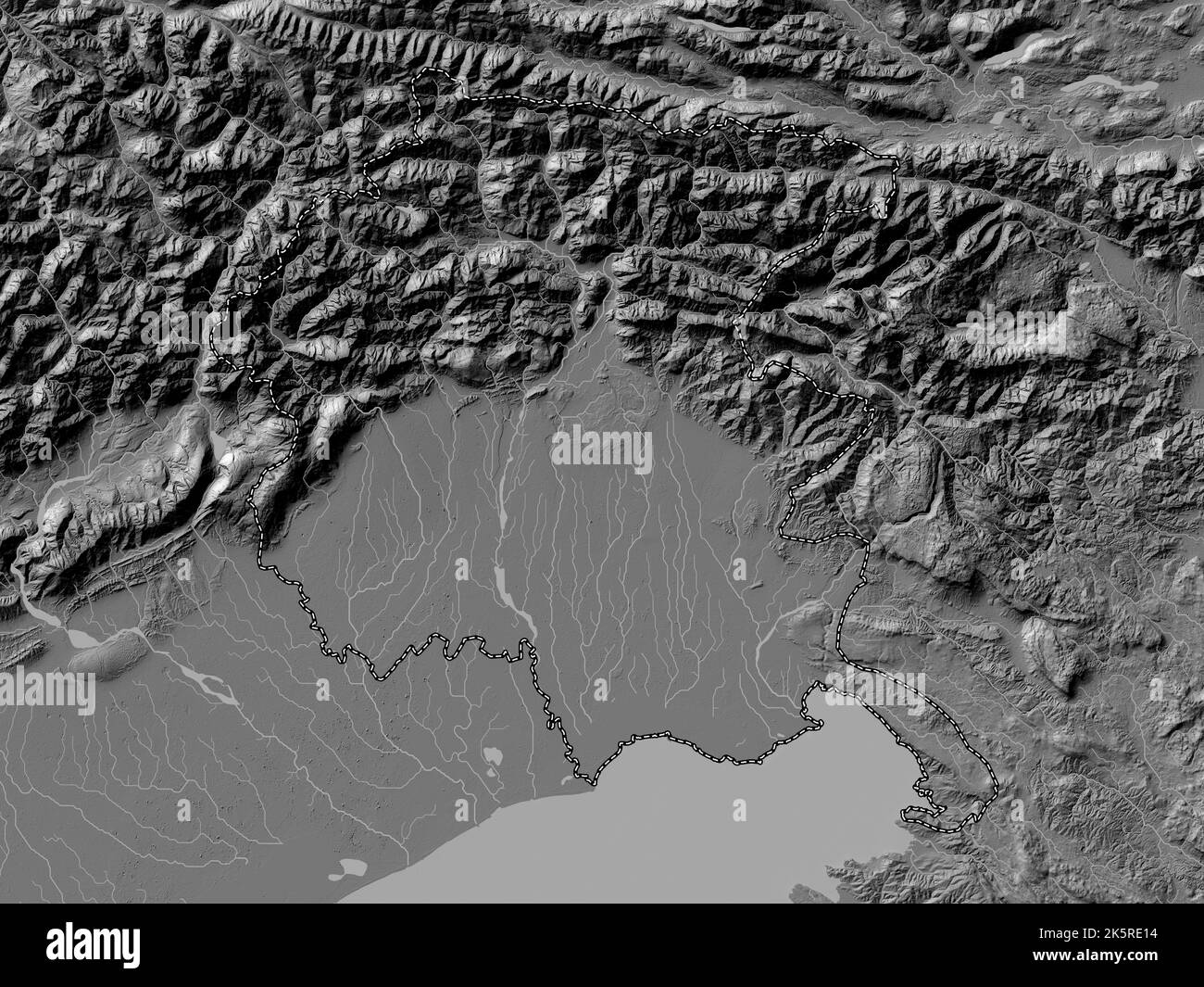 Friuli-Venezia Giulia, autonomous region of Italy. Bilevel elevation ...