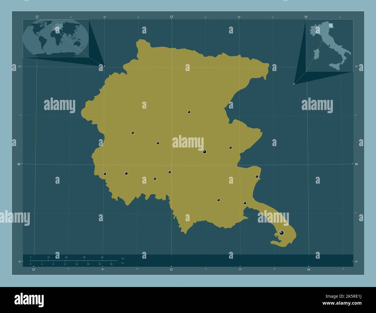 Friuli-Venezia Giulia, autonomous region of Italy. Solid color shape ...