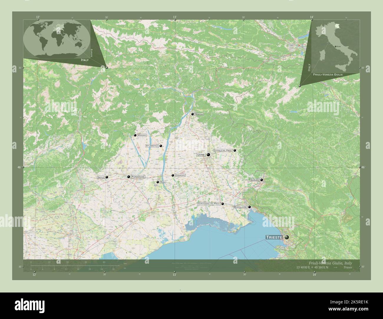 Friuli-Venezia Giulia, autonomous region of Italy. Open Street Map ...