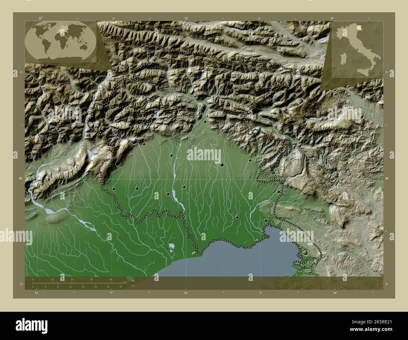 Friuli-Venezia Giulia, autonomous region of Italy. Elevation map ...