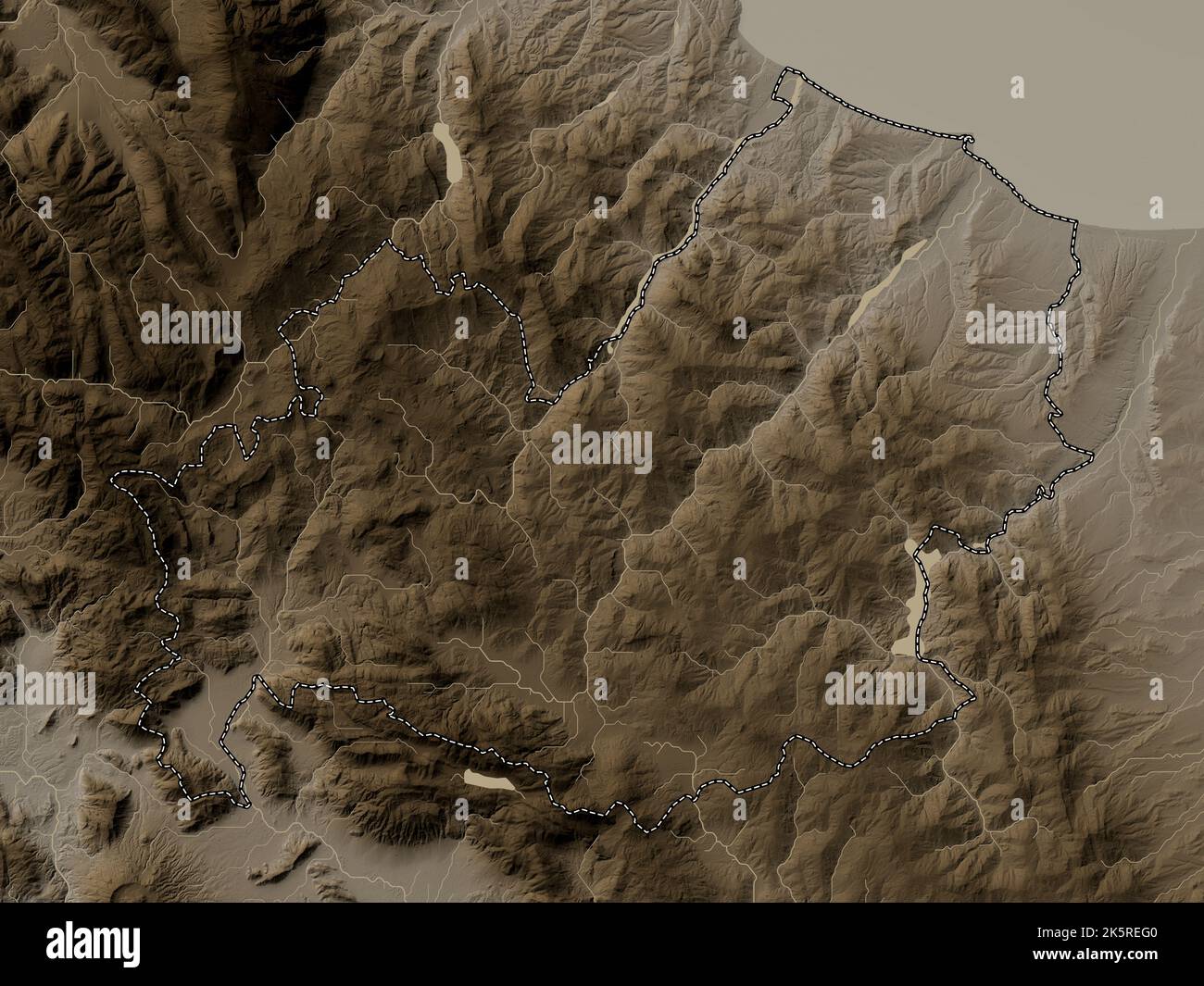Molise, region of Italy. Elevation map colored in sepia tones with ...