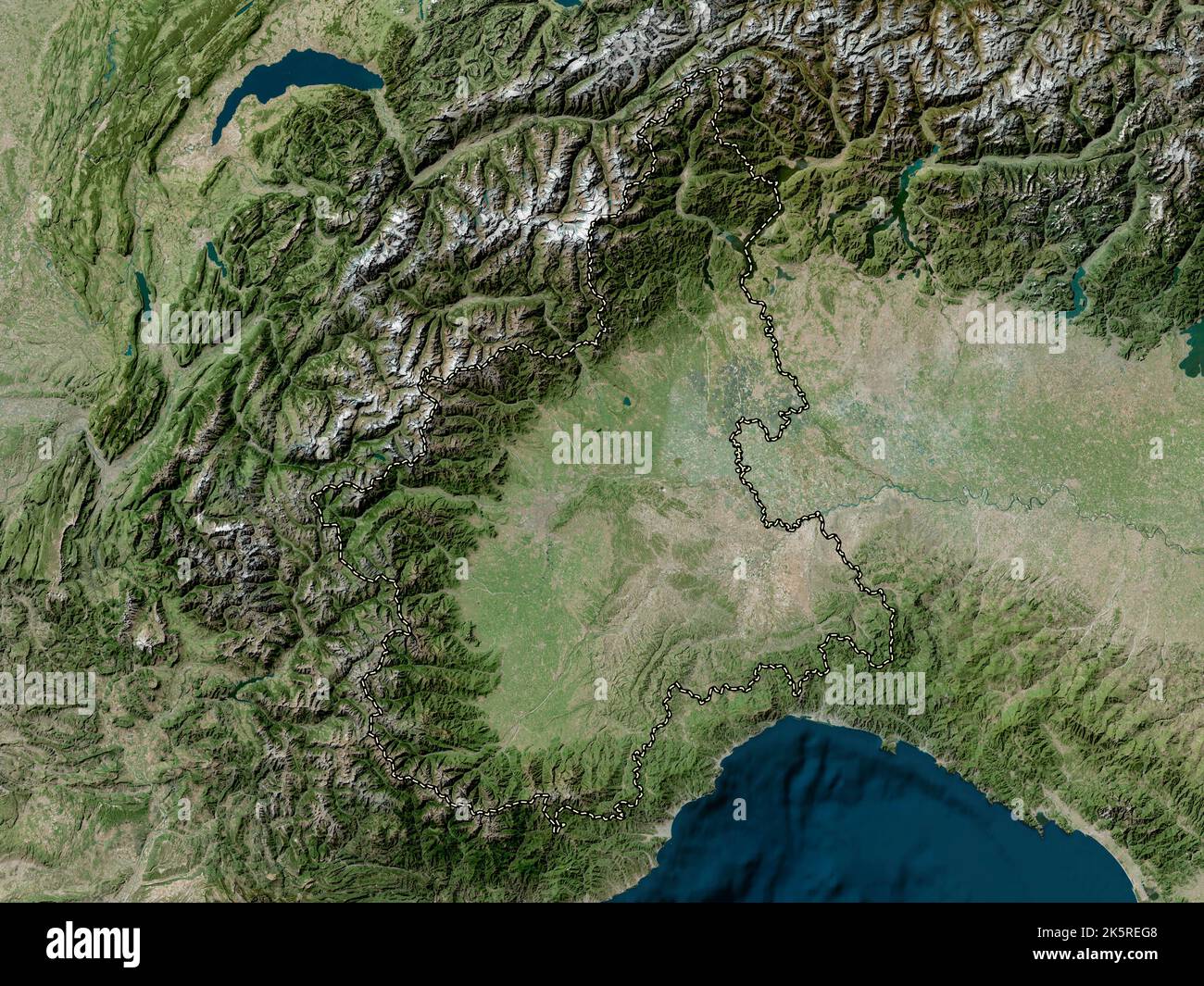 Piemonte, region of Italy. High resolution satellite map Stock Photo ...