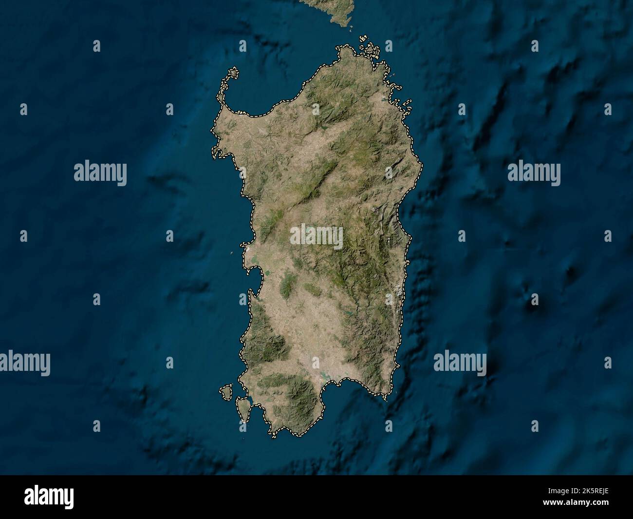 Sardegna, autonomous region of Italy. Low resolution satellite map ...