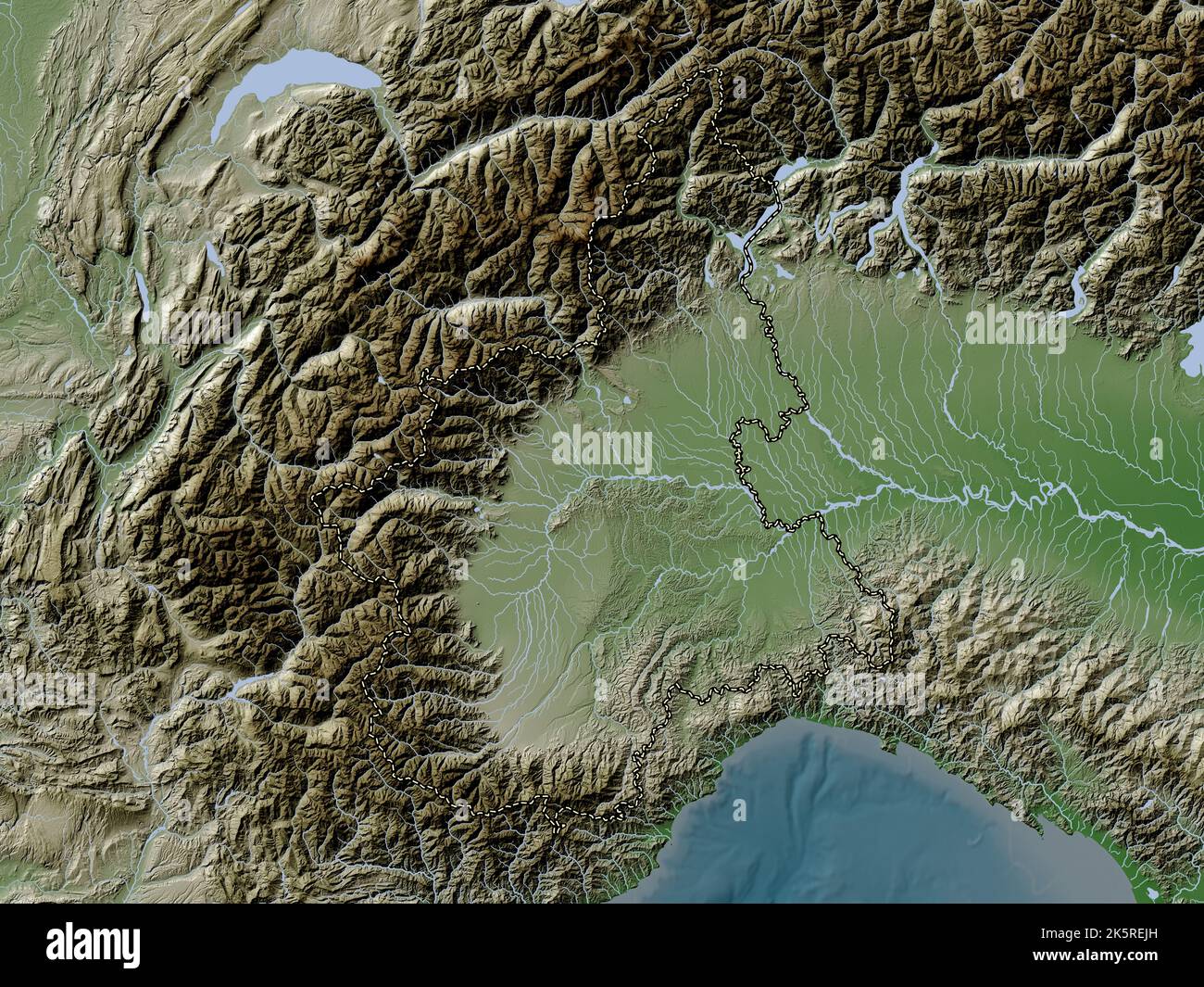 Piemonte, region of Italy. Elevation map colored in wiki style with ...