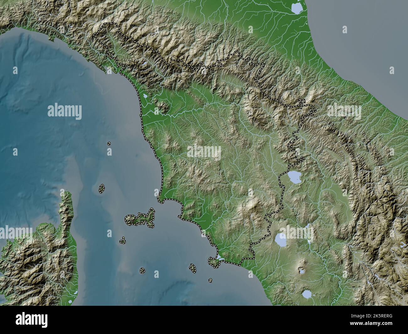 Toscana, region of Italy. Elevation map colored in wiki style with ...