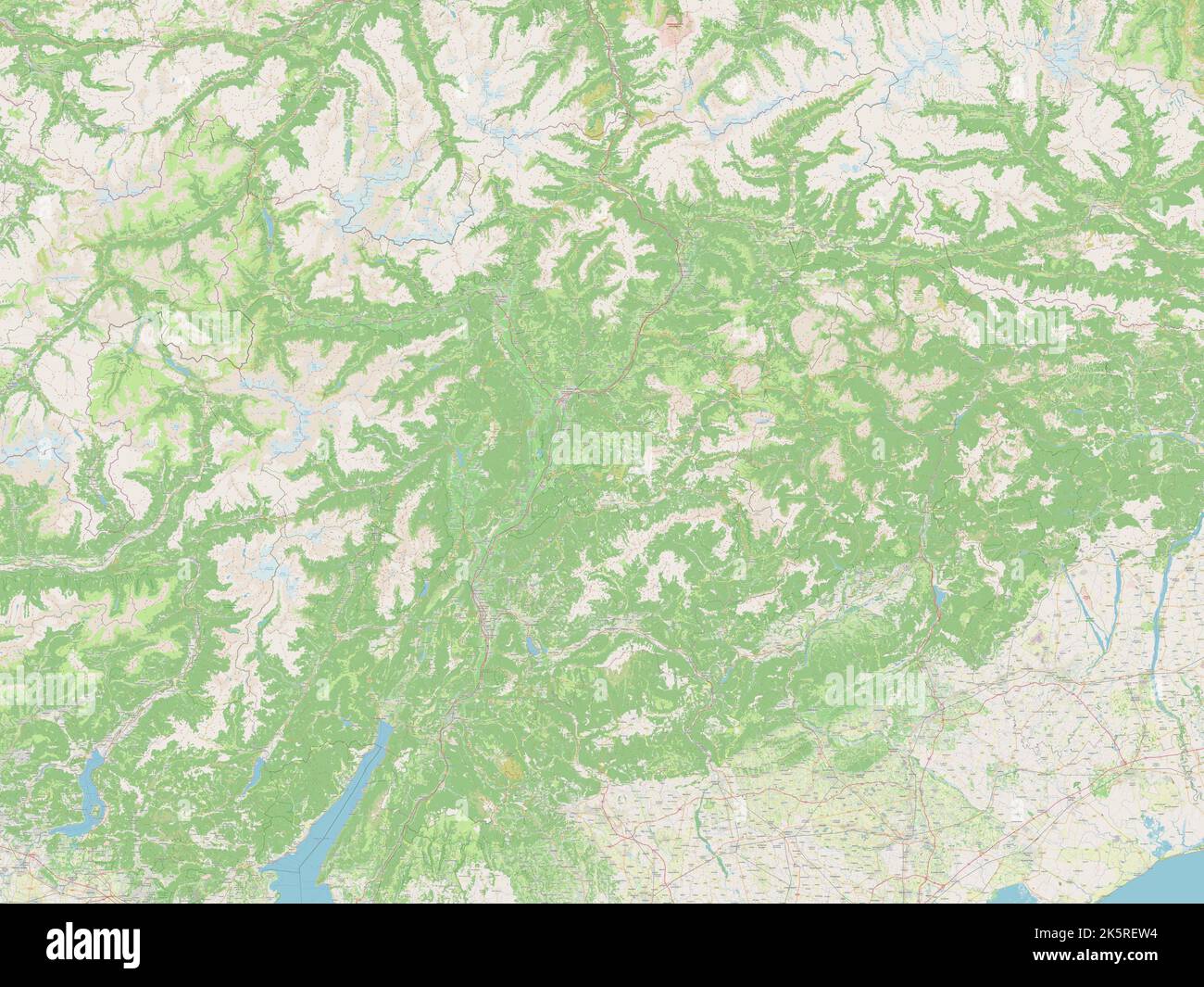 Trentino-Alto Adige, autonomous region of Italy. Open Street Map Stock ...