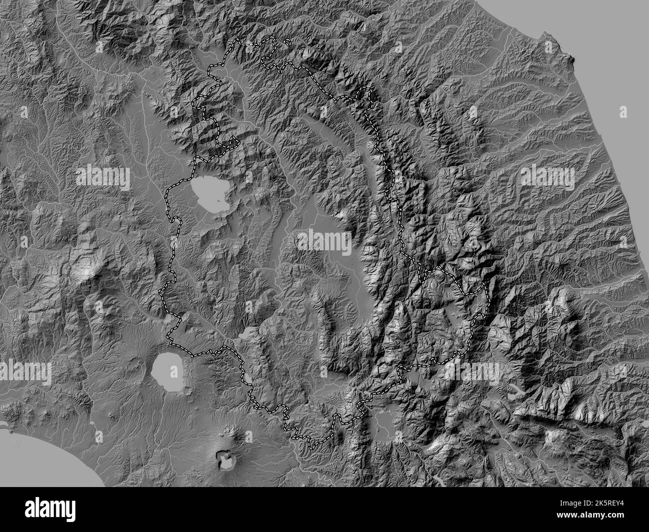 Umbria, region of Italy. Bilevel elevation map with lakes and rivers Stock Photo - Alamy