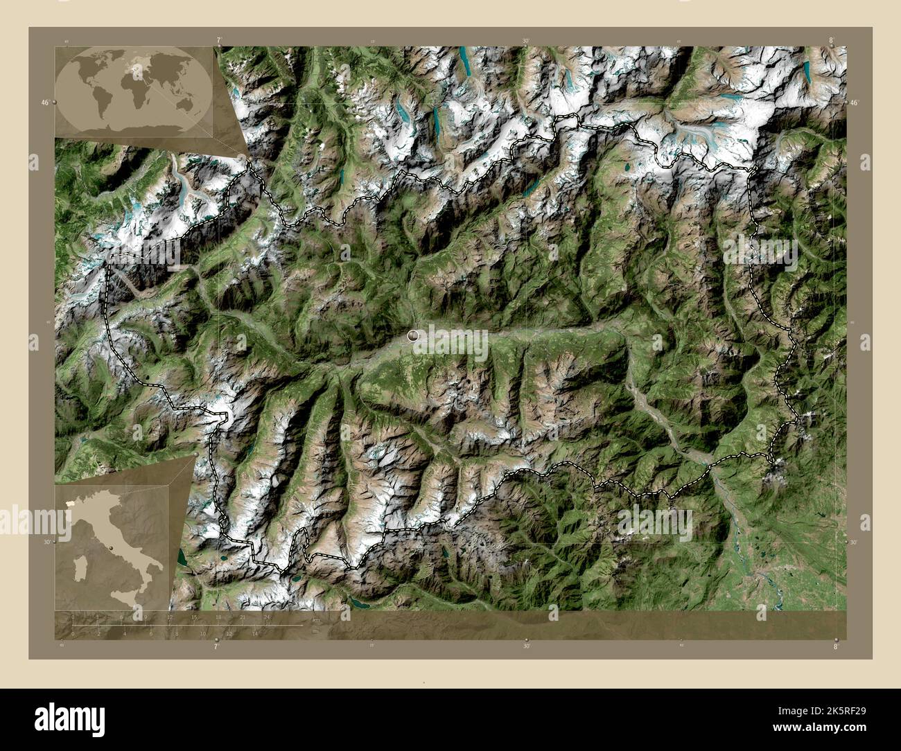 Valle d'Aosta, autonomous region of Italy. High resolution satellite ...