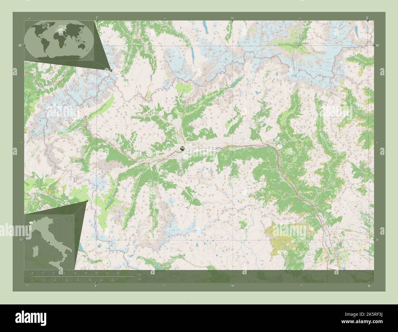 Valle d'Aosta, autonomous region of Italy. Open Street Map. Corner ...