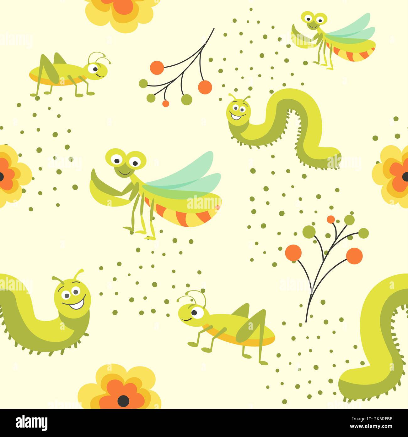 Funny insect characters, flies and caterpillar Stock Vector Image & Art ...
