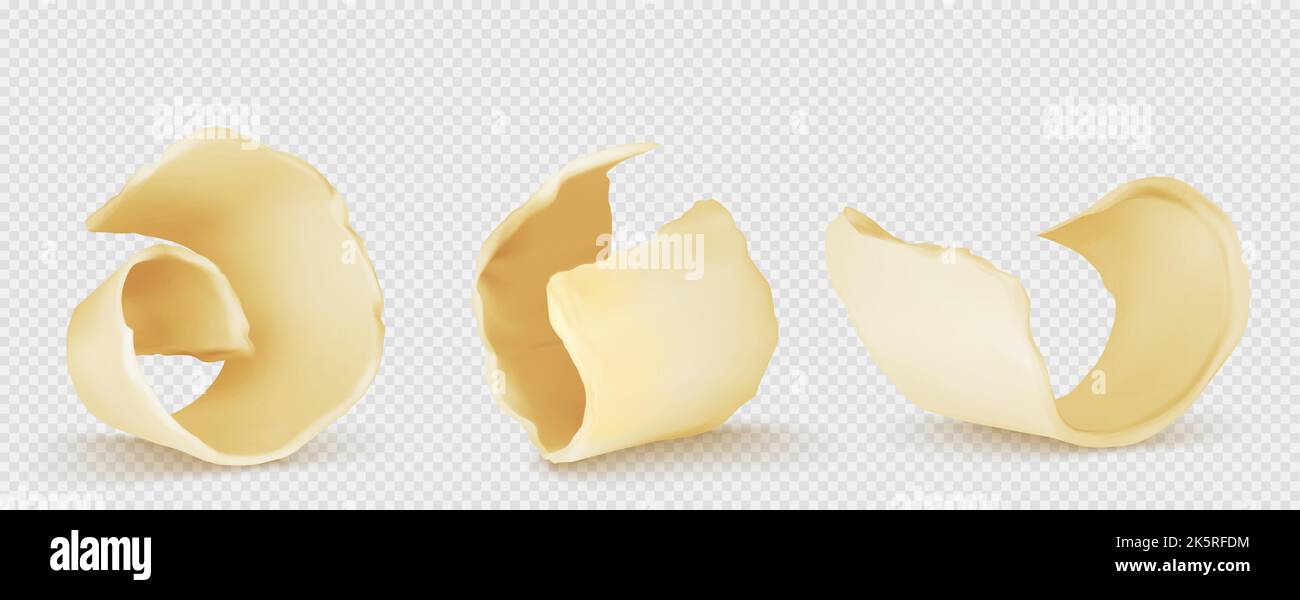 White chocolate or butter curls, spread, dessert or dairy food curve ...