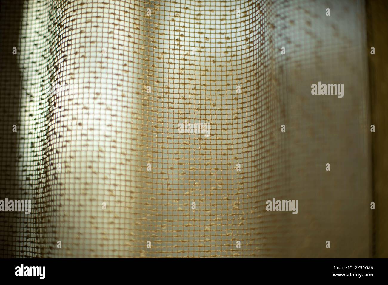 Curtains on window. Light through curtains. Fabric texture. structure ...