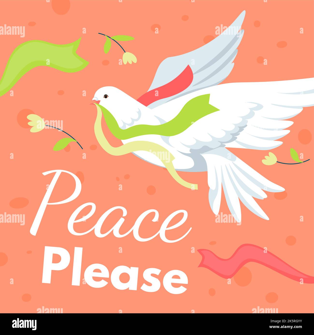 Peace please, dove carrying ribbons and branch Stock Vector Image & Art ...
