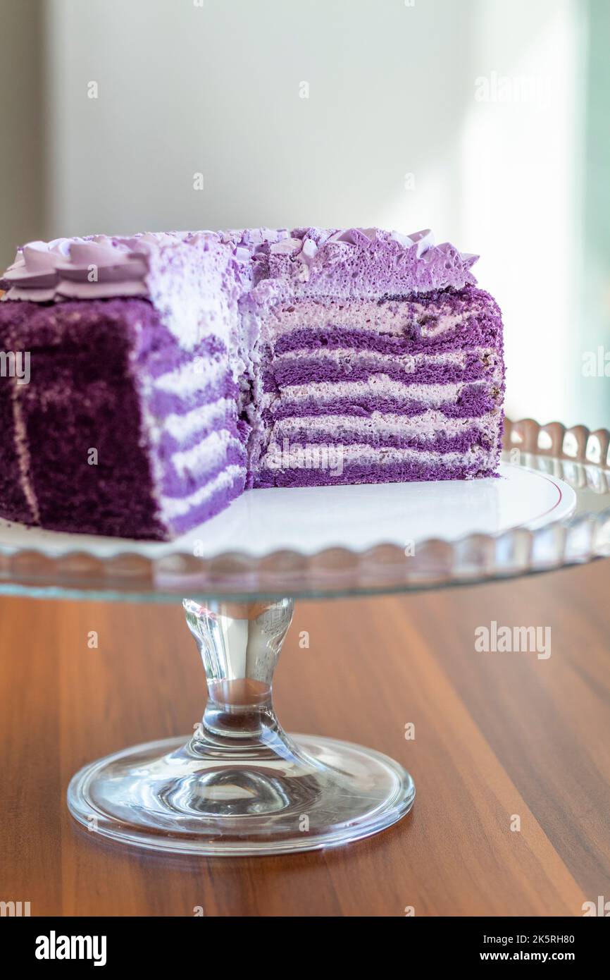 Ube cake at a local cafe in Cebu City, Philippines Stock Photo - Alamy