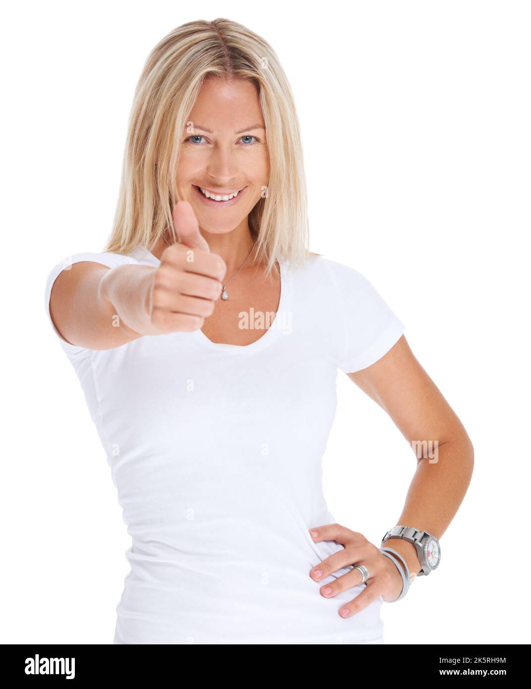 Youre doing the right thing. Studio shot of an attractive woman giving ...