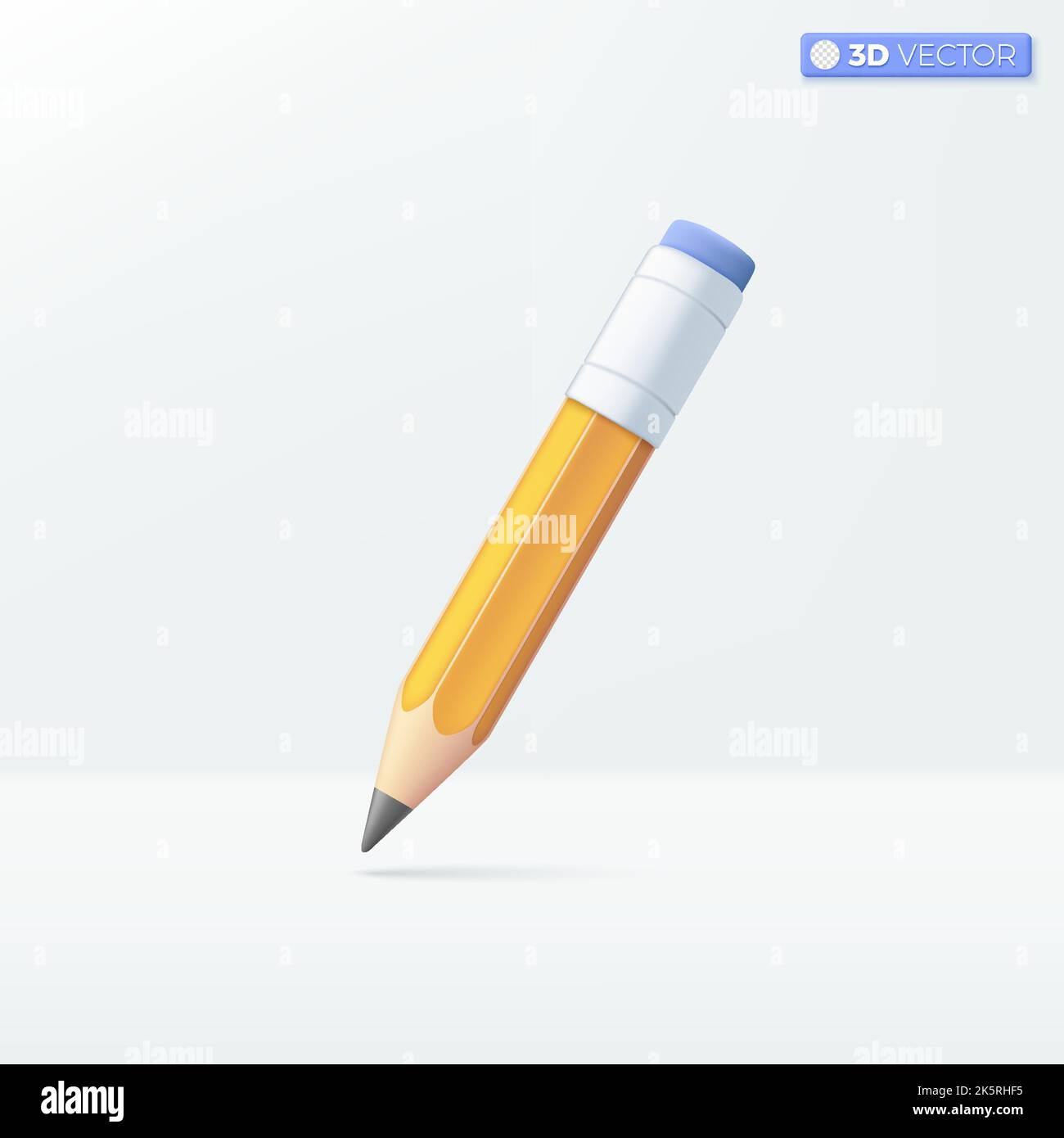 Yellow Pencil icon symbols. education, Creative writing storytelling and drawing concept. 3D ...