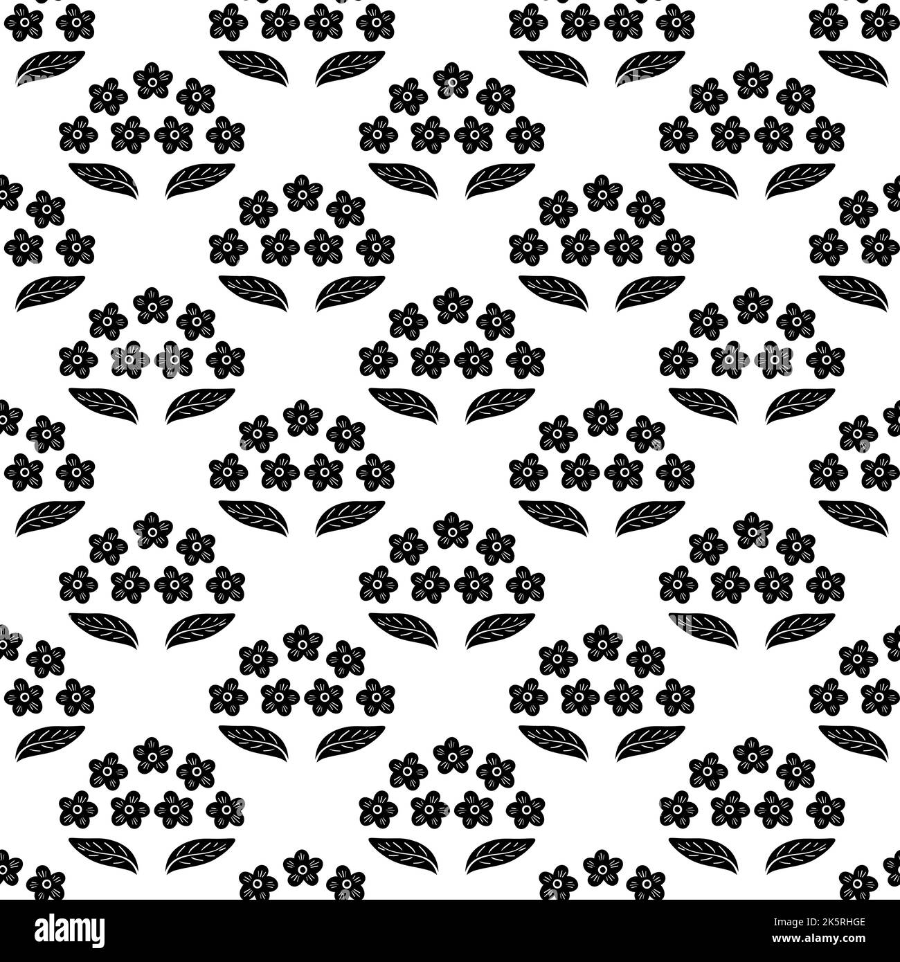 Floral pattern background in black and white. Vector seamless repeat of ...