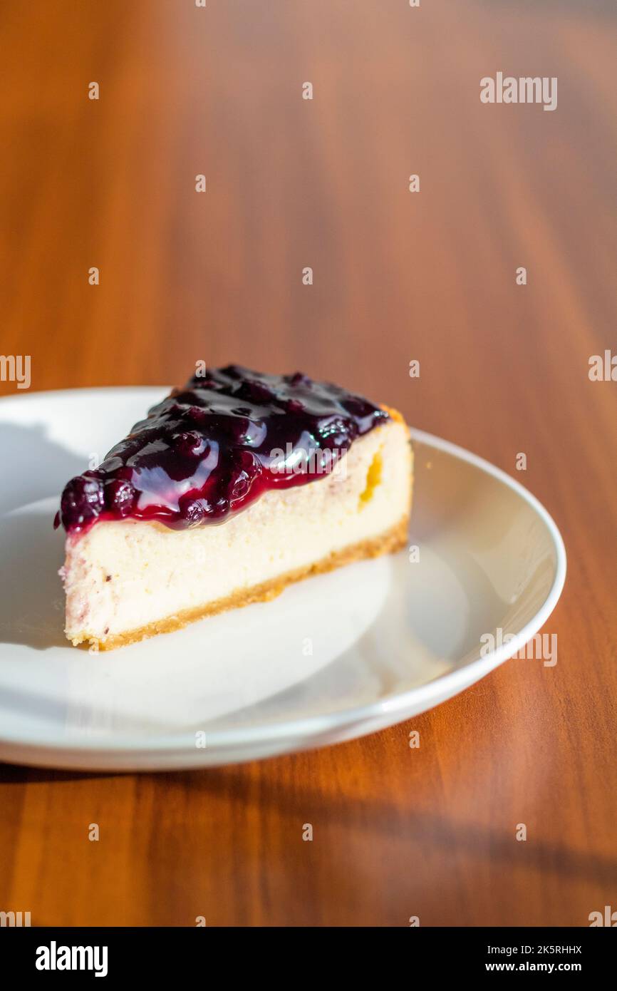Blueberry cheesecake slice at a local cafe in Cebu City, Philippines ...