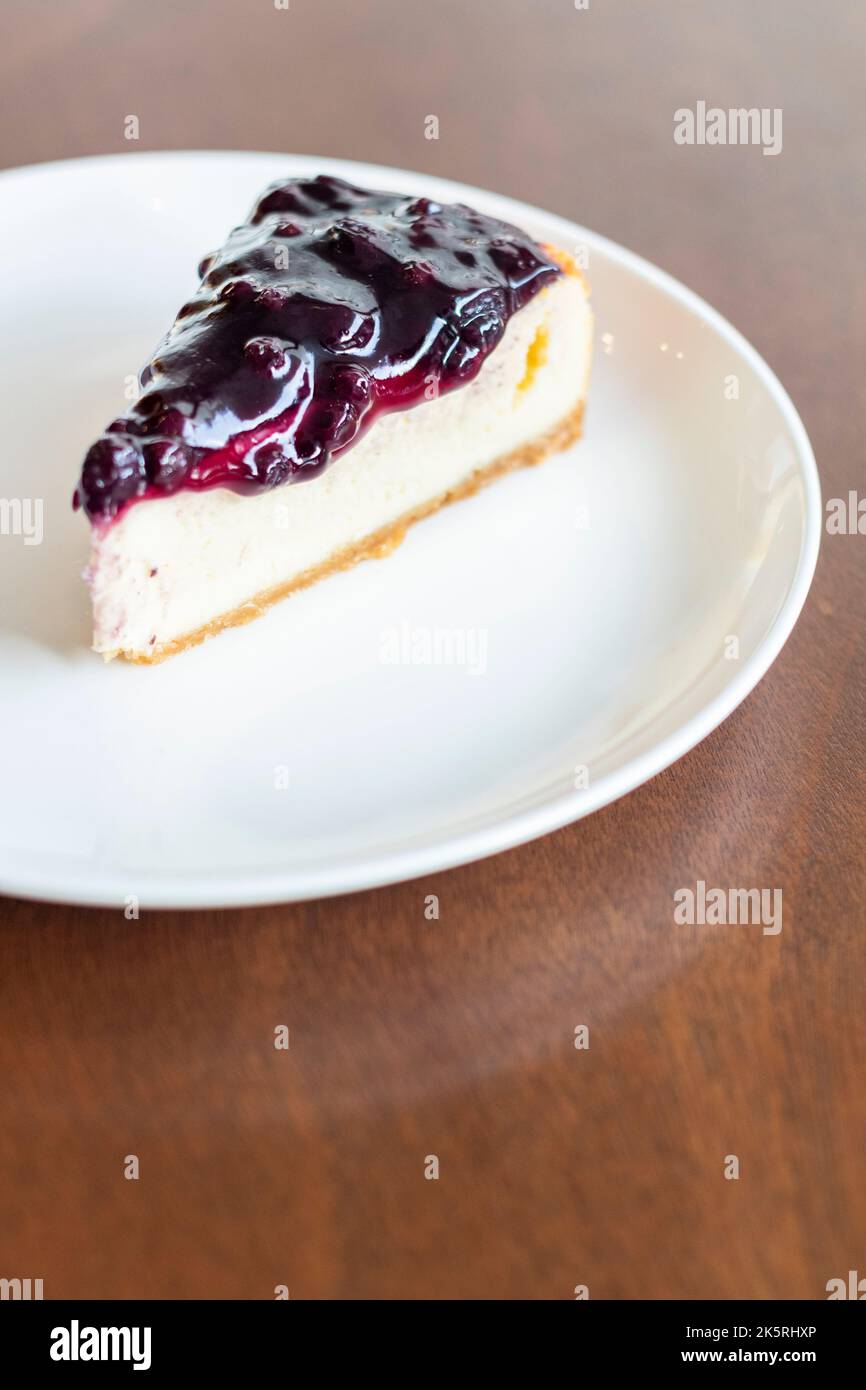 Blueberry cheesecake slice at a local cafe in Cebu City, Philippines ...