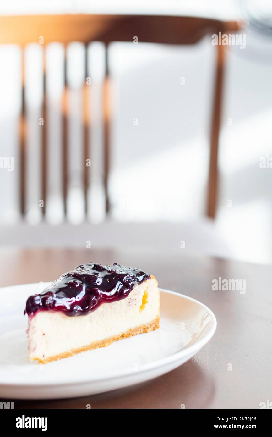 Blueberry cheesecake slice at a local cafe in Cebu City, Philippines ...