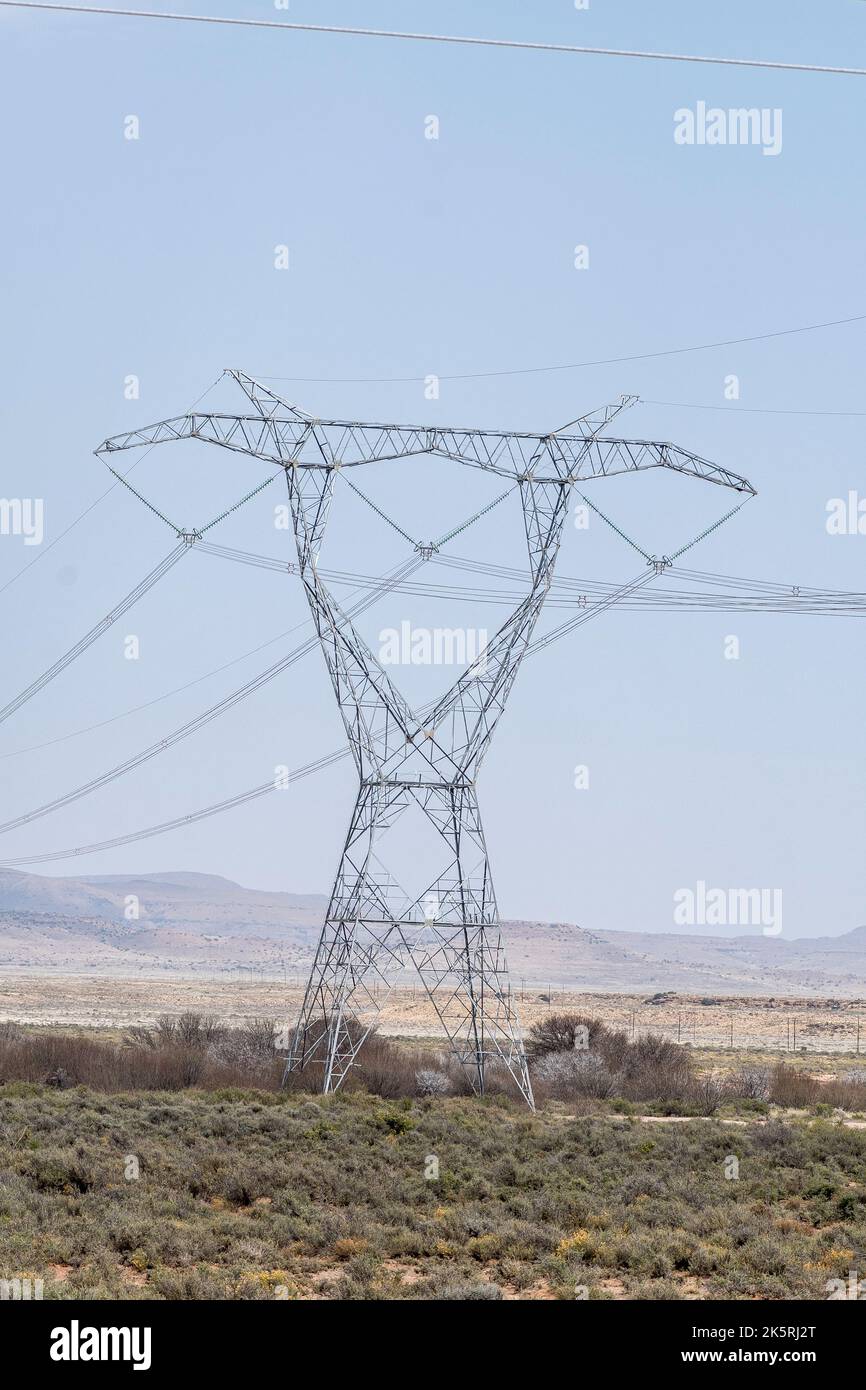 A delta type pylon on a power transmission line in the Western Cape ...