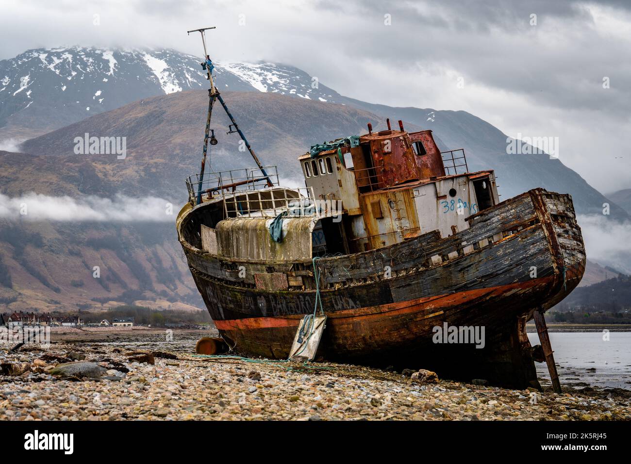 An old boat of Caol, Corpach Shipwreck in the Scottish Highlands, UK ...