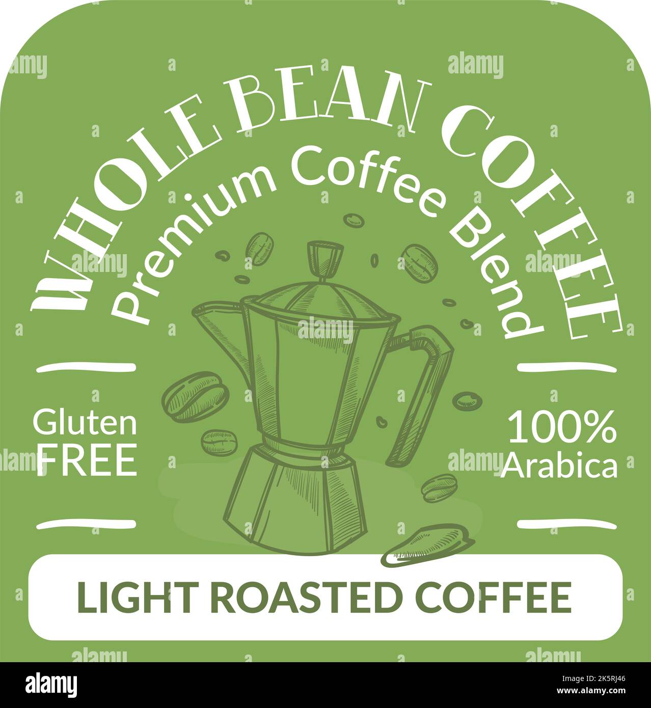 Whole bean coffee, premium blend roasted label Stock Vector Image & Art ...
