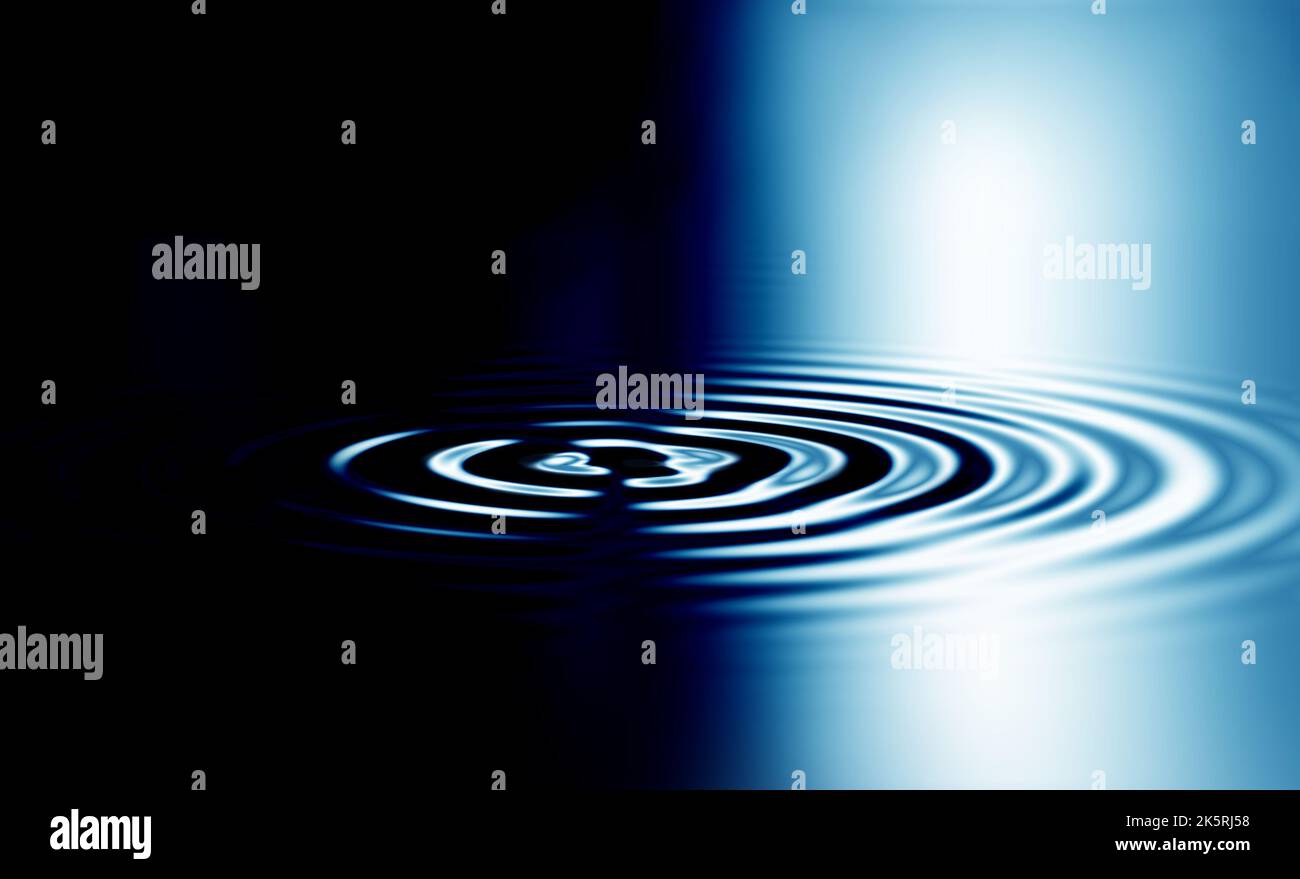 Wallpaper, 3D liquid ripples or graphics of blue circular waves with a metallic reflection on ...