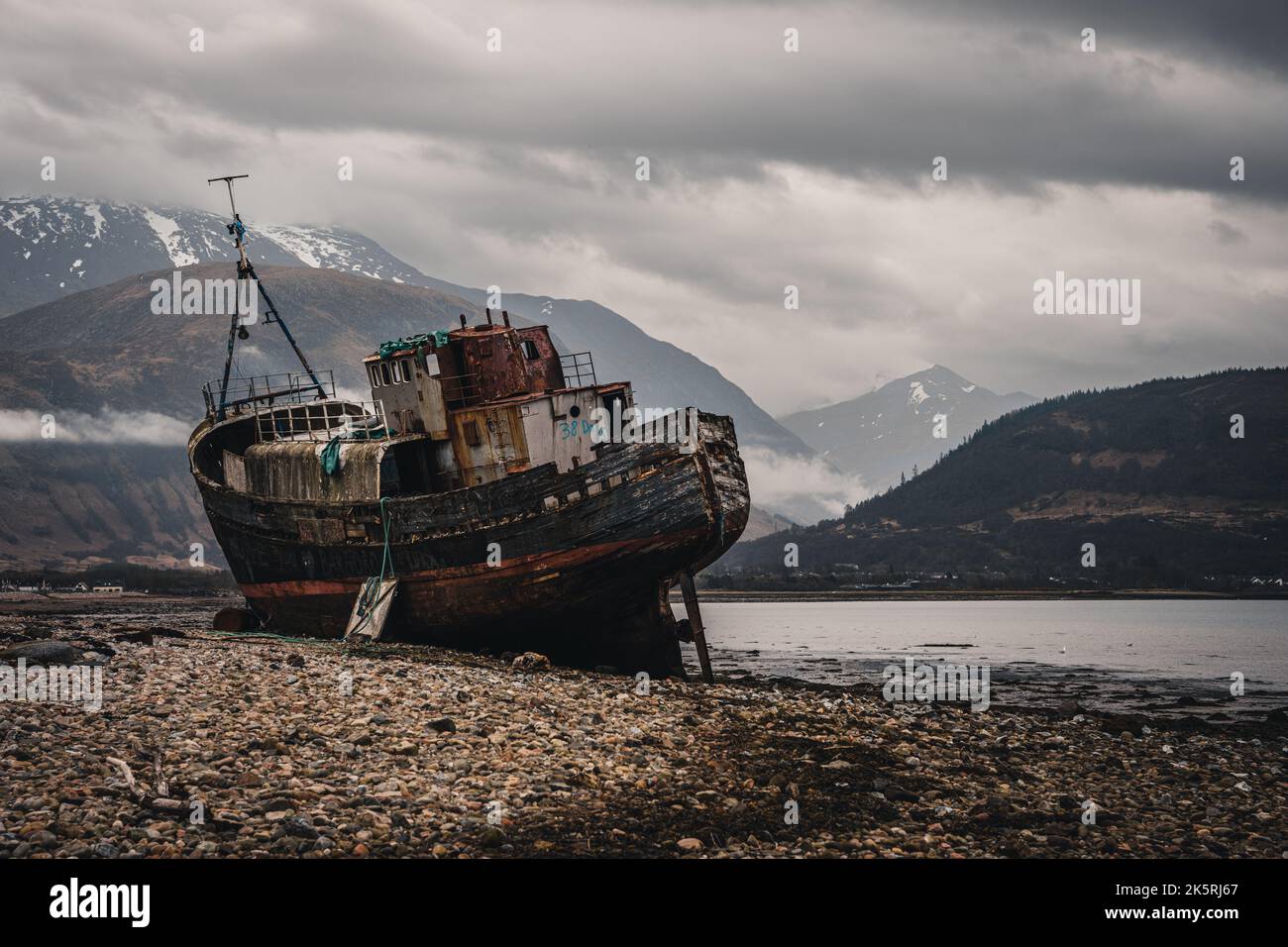 An old boat of Caol, Corpach Shipwreck in the Scottish Highlands, UK ...