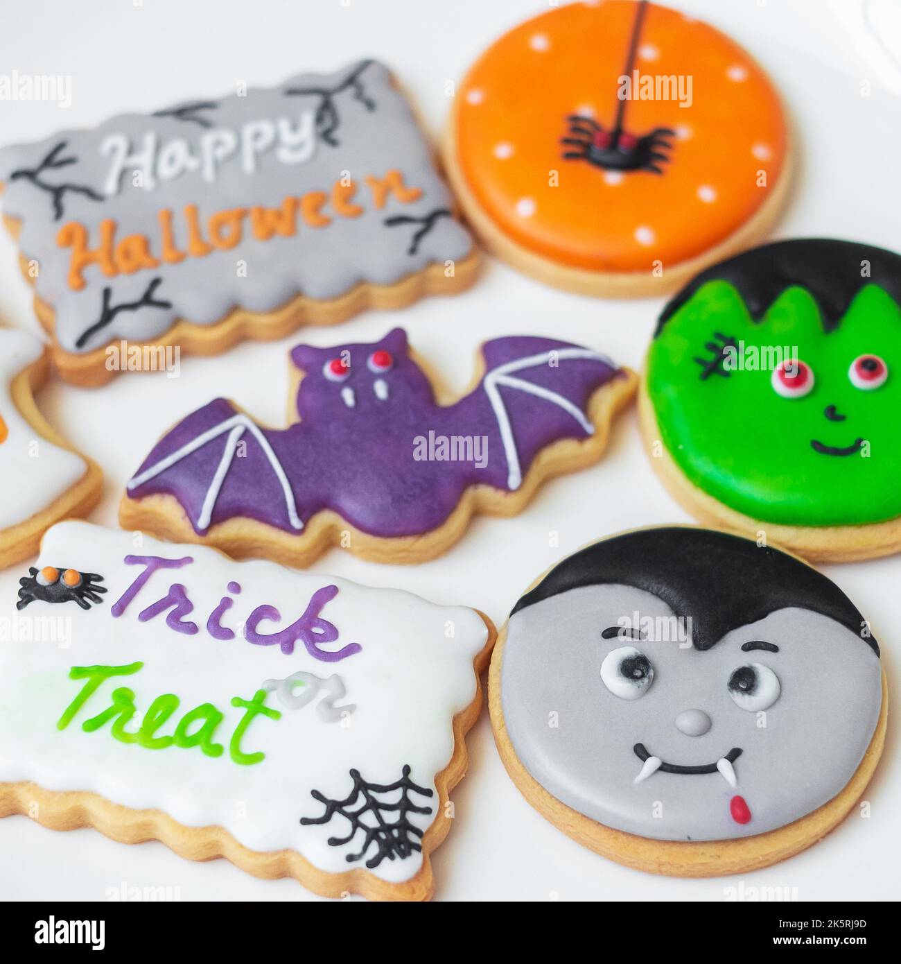 Happy Halloween with funny Cookies; Pumpkin, scary ghost, spooky mummy ...