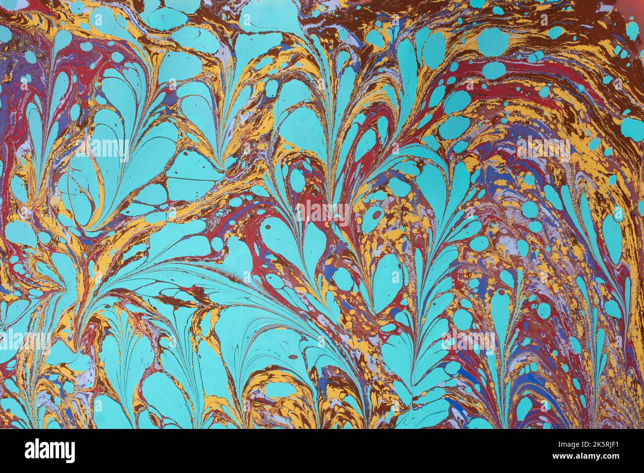 Ebru Marbling texture with floral patterns Stock Photo - Alamy