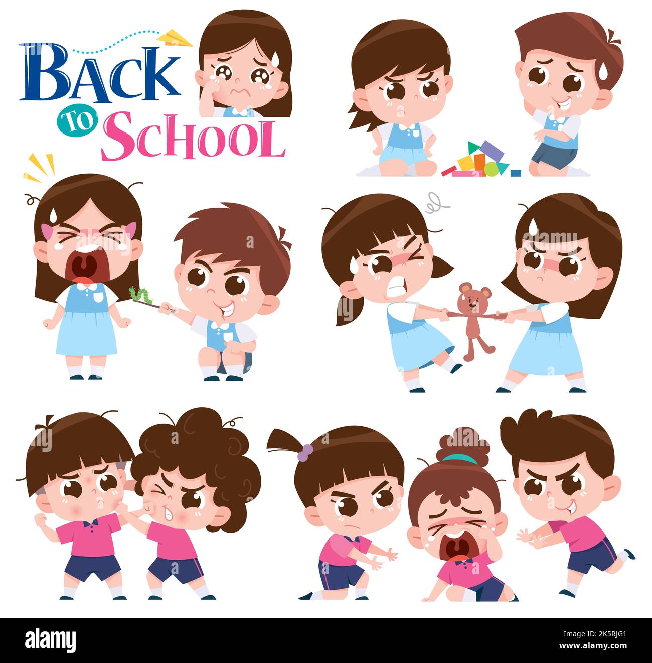 Vector illustration of Cartoon kids character. Kids collection. Back to ...
