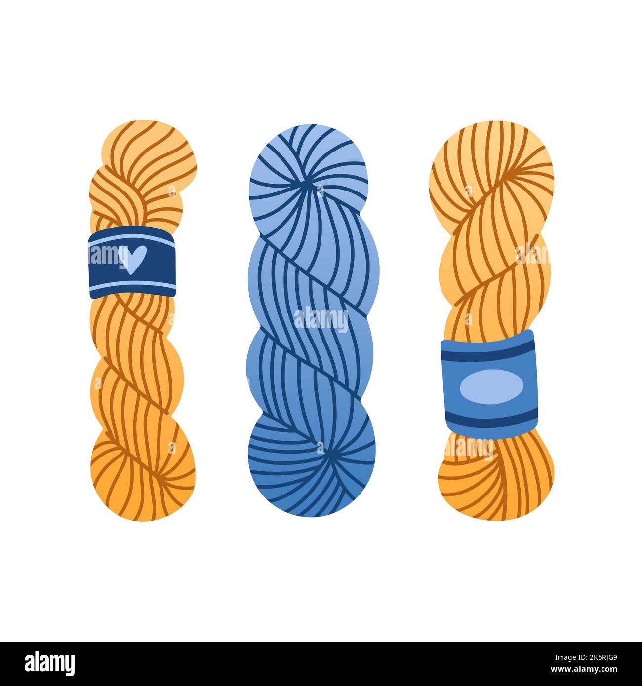 Set of yarn balls for knitting and crochet in blue and yellow colors vector Stock Vector Image ...