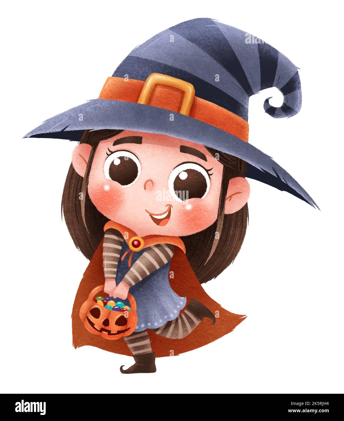 Vector illustration of cute cartoon children. Happy Halloween. Witch ...