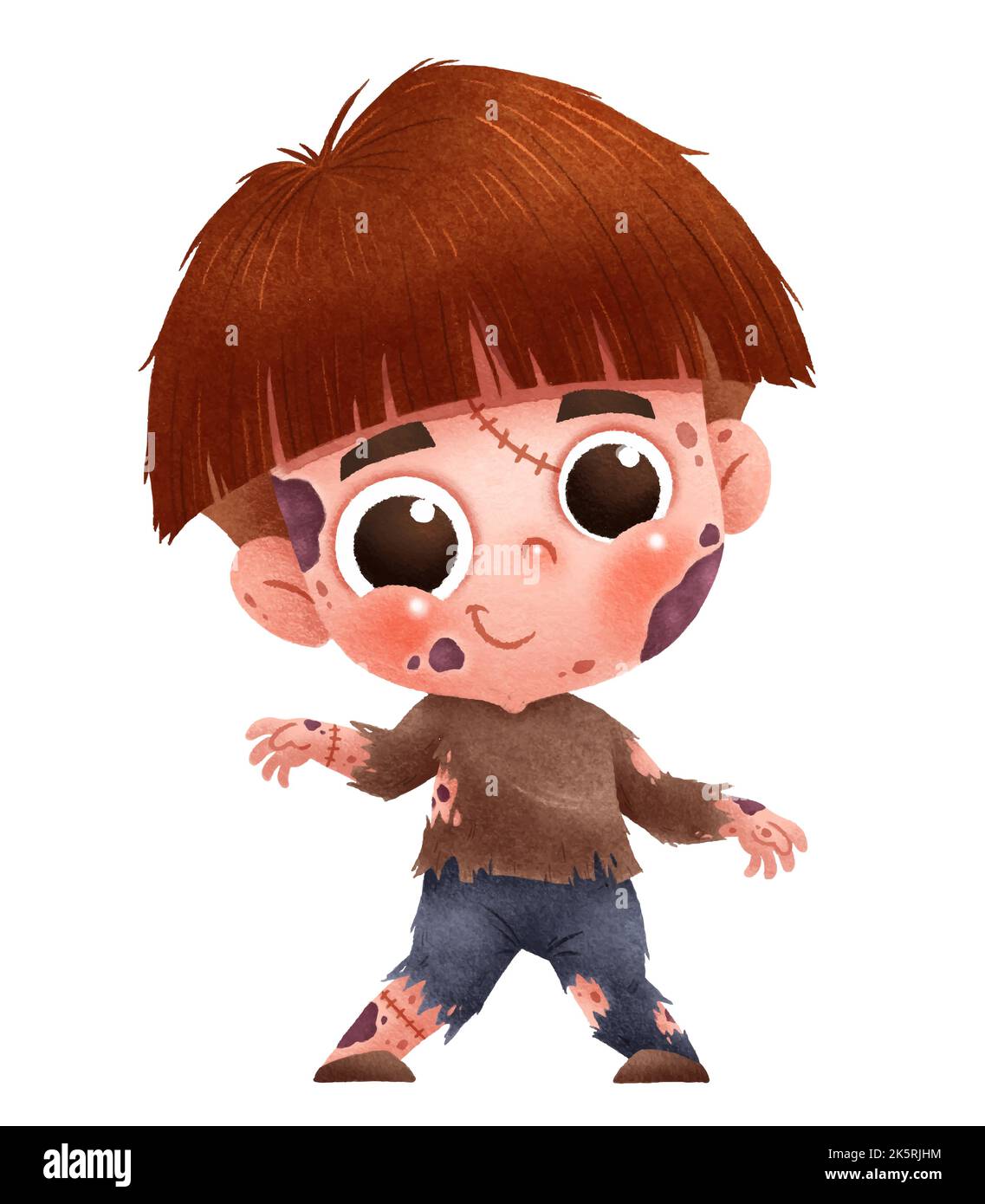 Vector illustration of cute cartoon children. Happy Halloween. Zombie ...