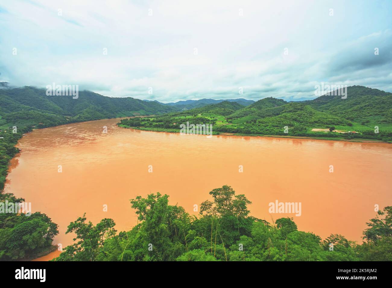 The landscape of the Mekong River shot was taken from Chiangkhan Skywalk, Loei Province Thailand ...