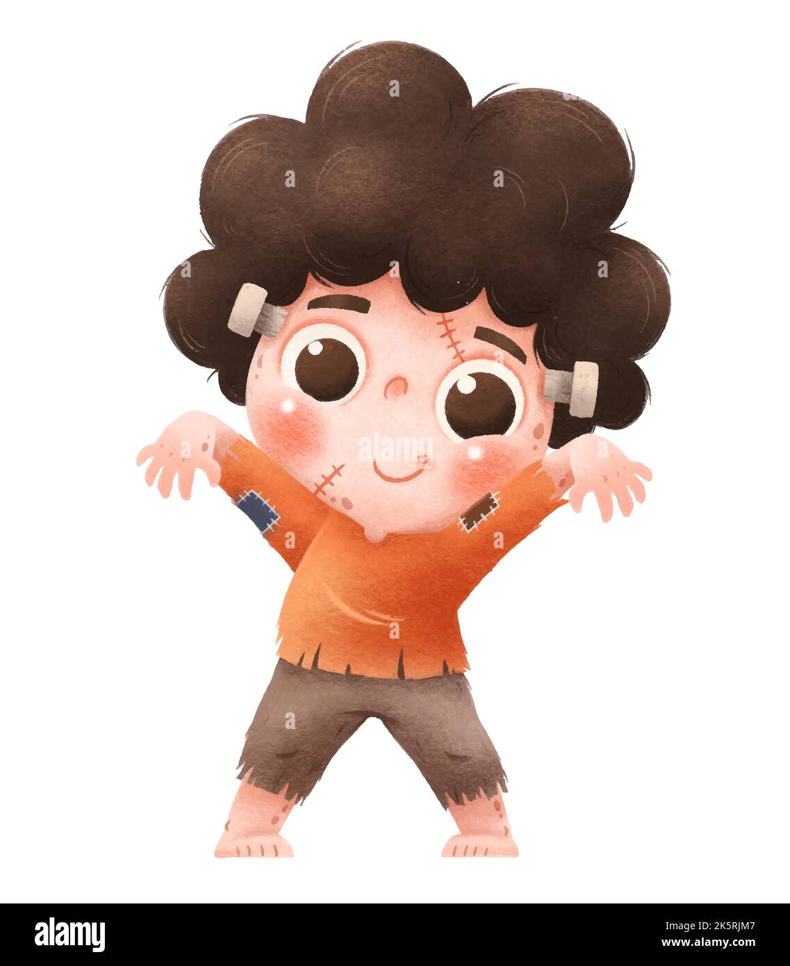Vector illustration of cute cartoon children. Happy Halloween. Zombie ...