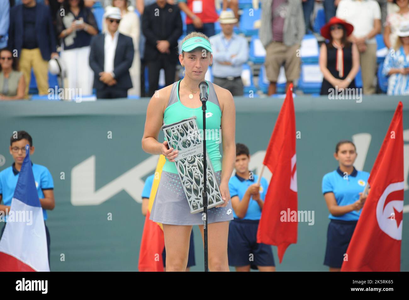 Monastir, Tunisia. 9th Oct, 2022. The Belgian Elise Mertens winner of ...