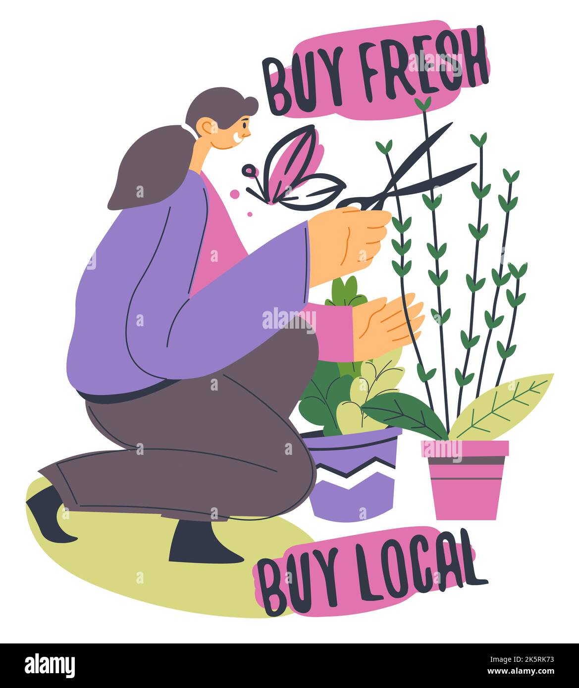 Person creating making floral bouquet Stock Vector Images - Alamy