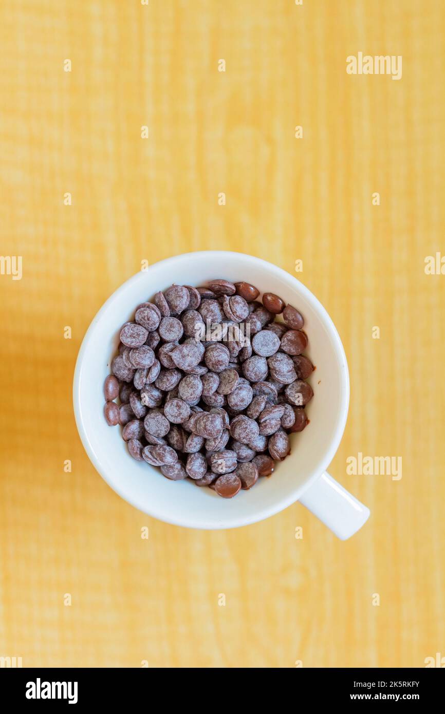 Chocolate chips in a cup at a local cafe in Cebu City, Philippines ...