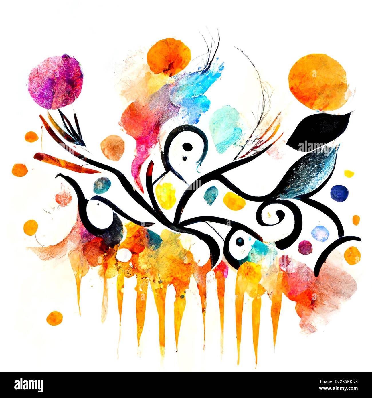 Ink And Markers Creative Illustration On White Background Simulating
