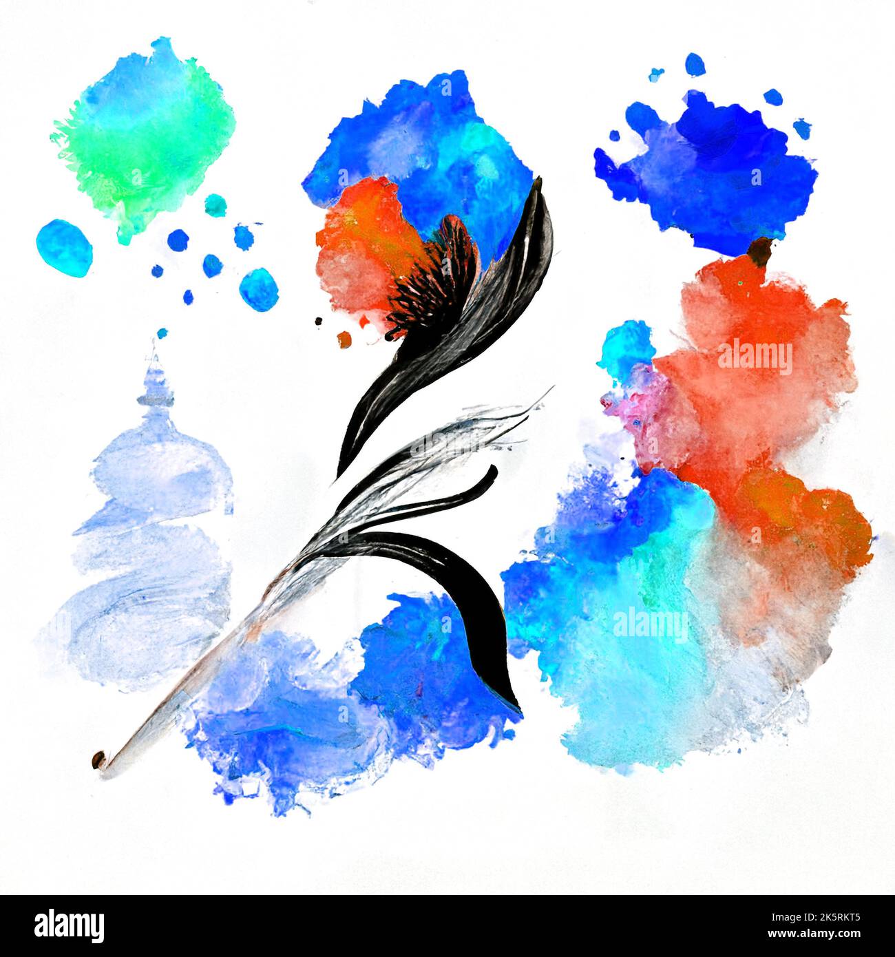 Ink and markers creative illustration on white background simulating ...