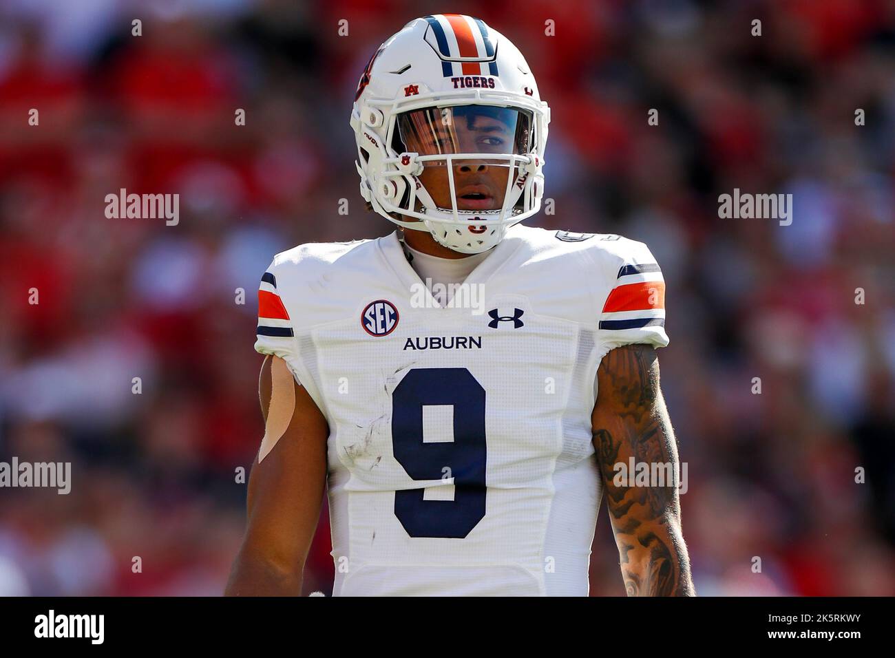 Auburn Tigers quarterback Robby Ashford (9) looks on during a college ...