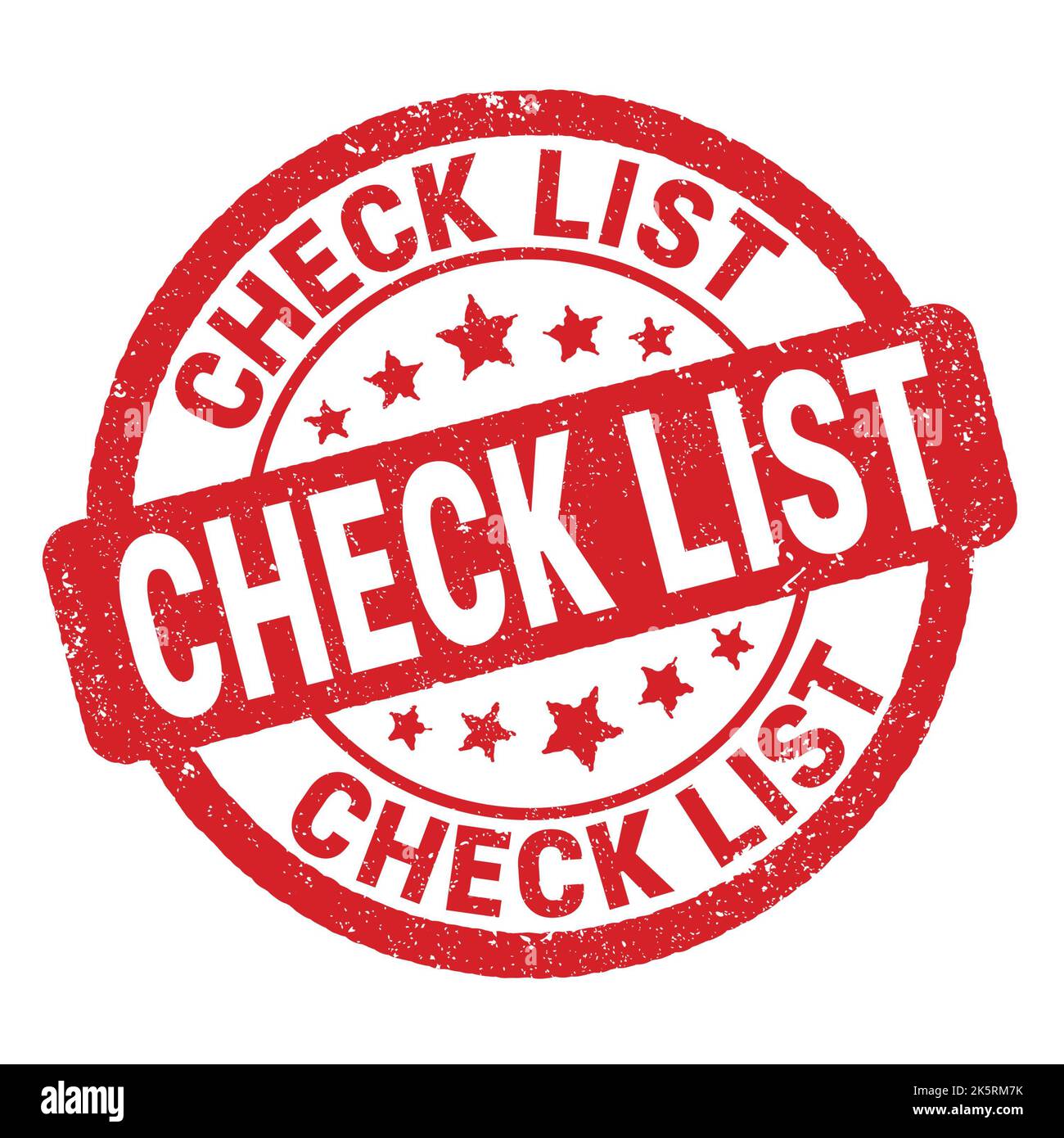 CHECK LIST text written on red grungy stamp sign Stock Photo - Alamy