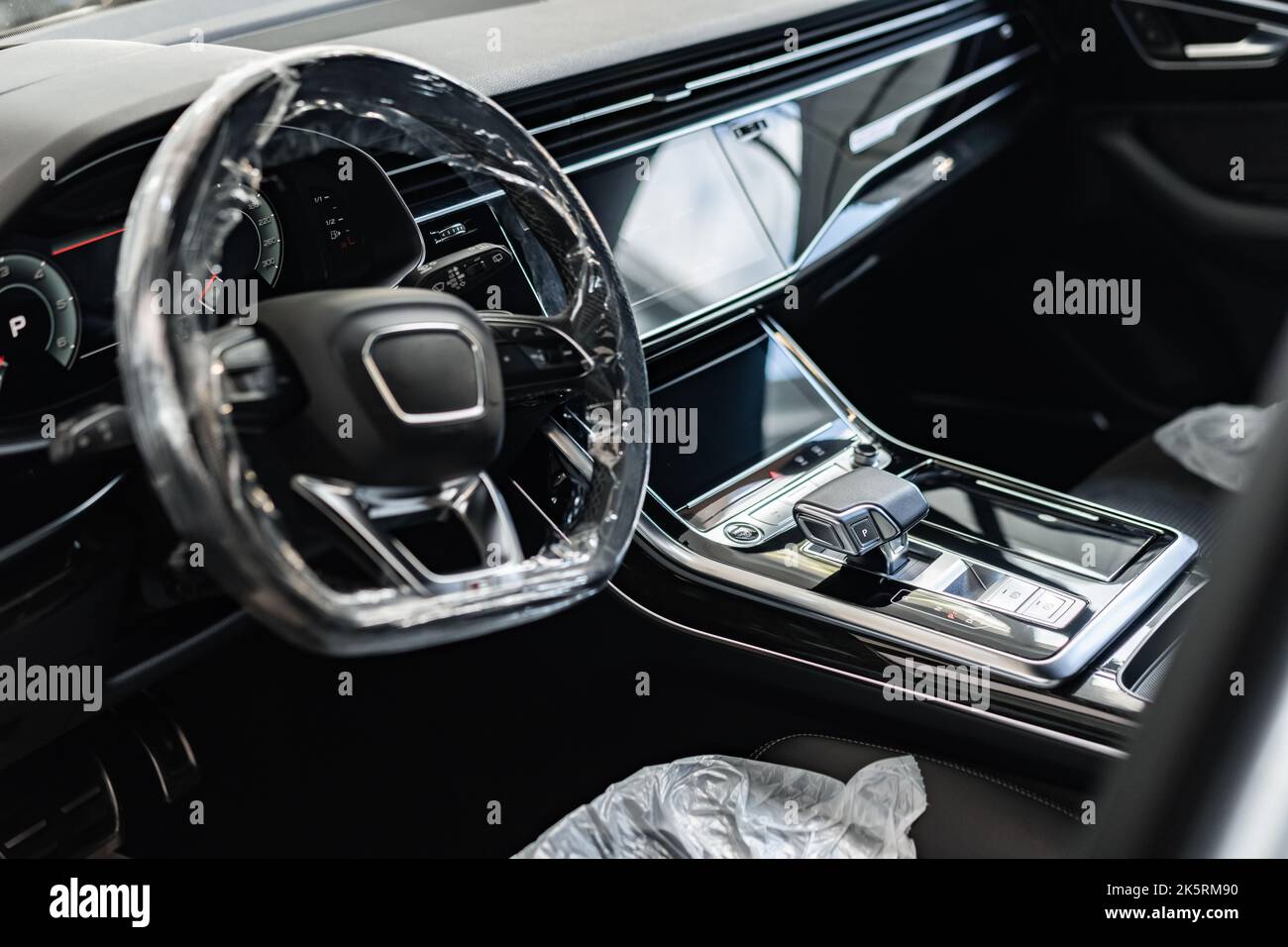 Cleaned interior of modern luxury car close up Stock Photo - Alamy