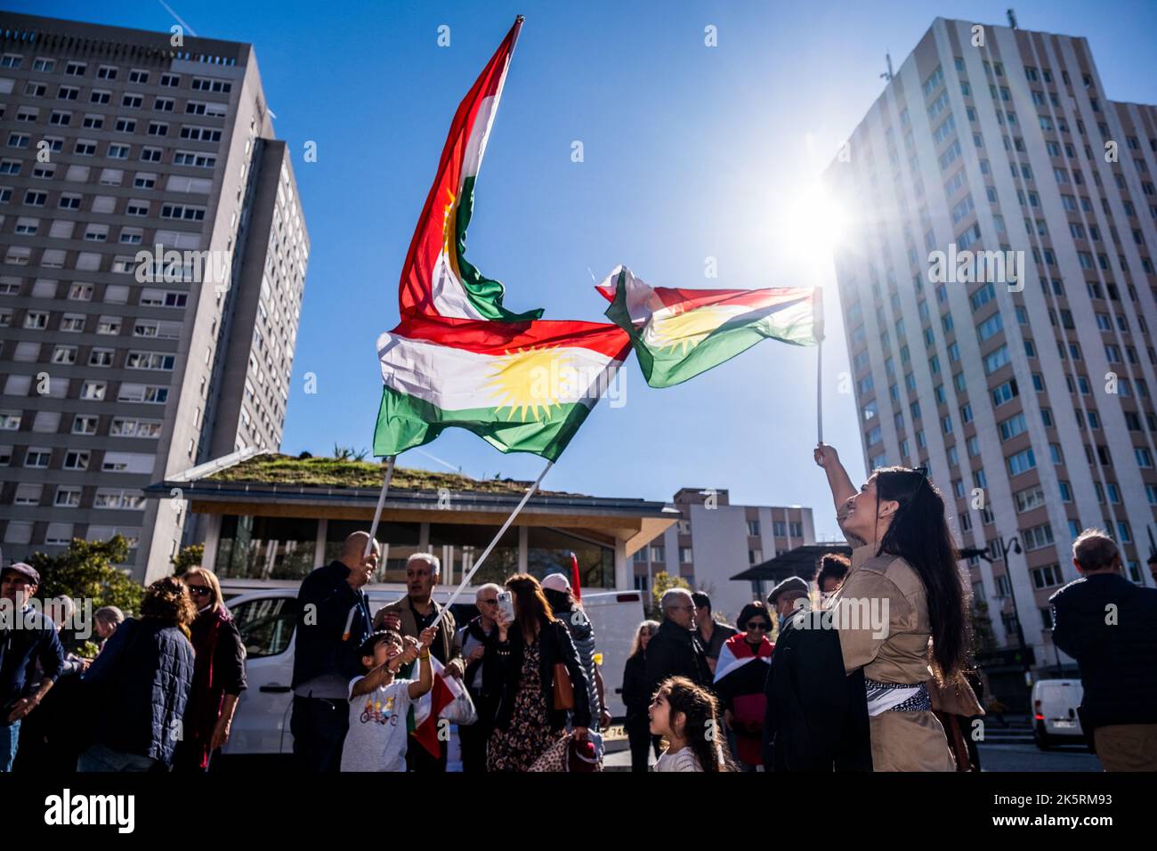 Demonstrators hold placard and chant slogans during a rally in support ...