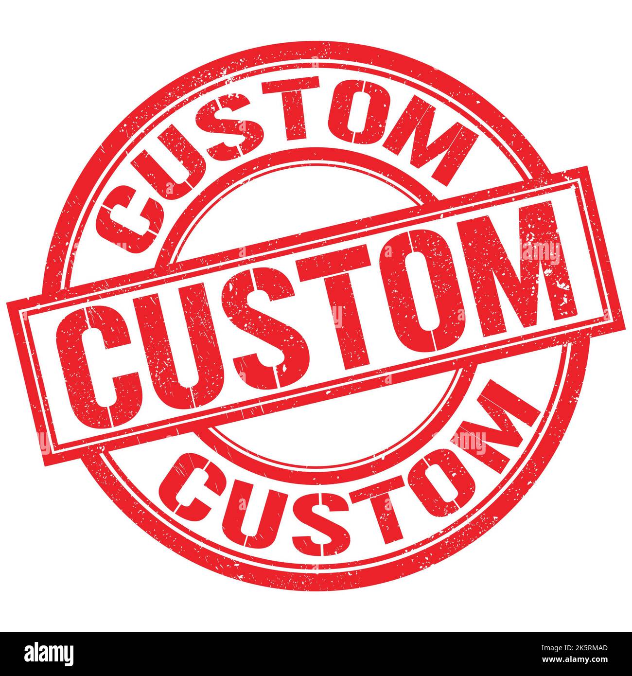 CUSTOM text written on red round stamp sign Stock Photo - Alamy