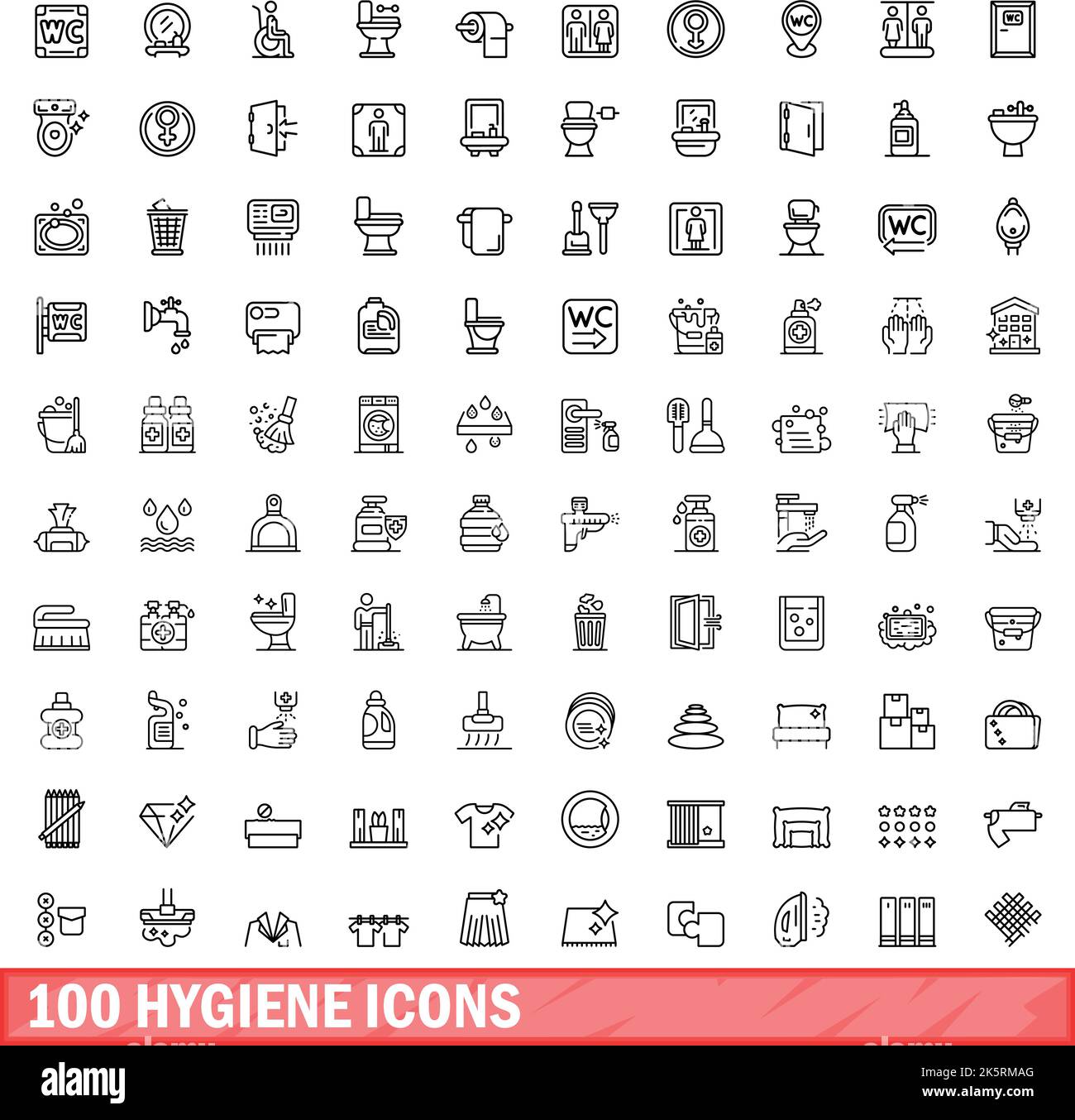 100 hygiene icons set. Outline illustration of 100 hygiene icons vector ...