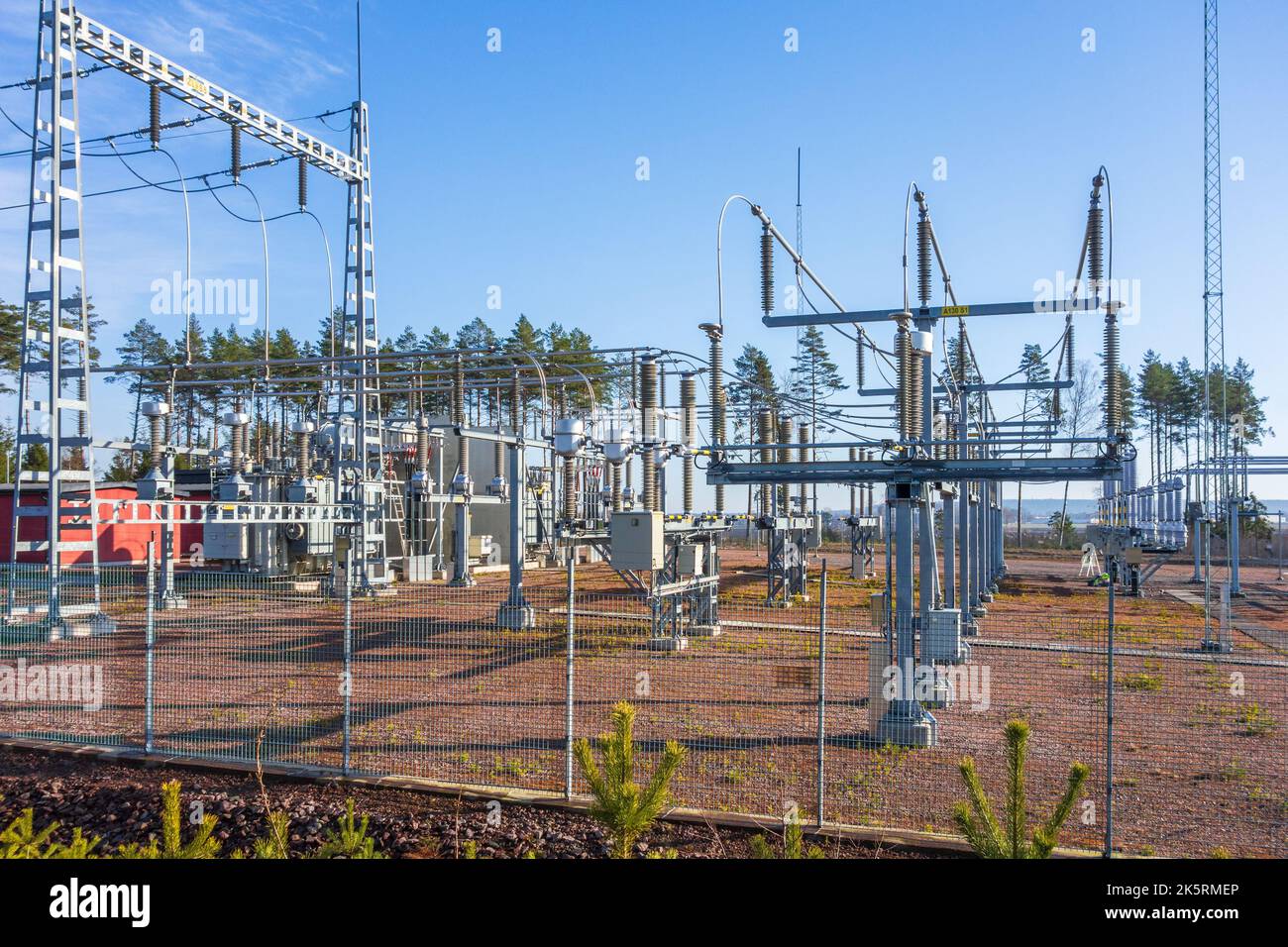 Pylon behind substation hi-res stock photography and images - Alamy