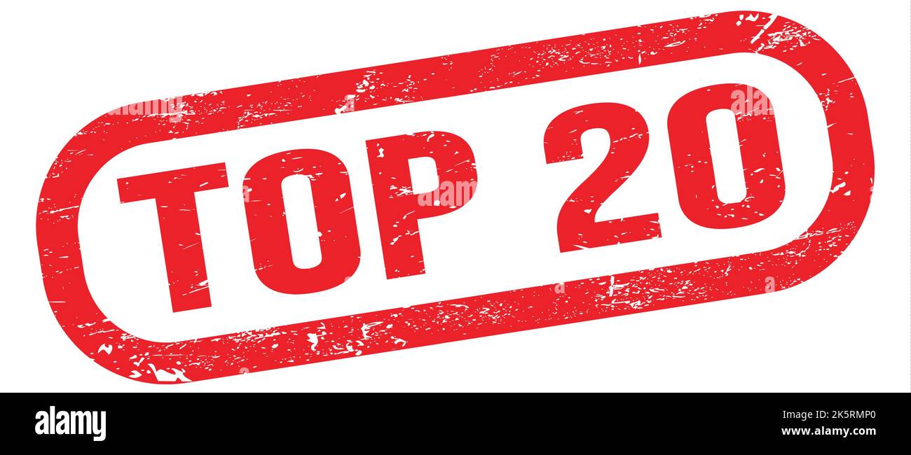 TOP 20, text written on red rectangle stamp sign Stock Photo - Alamy